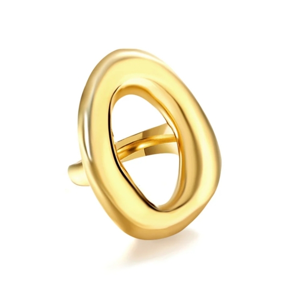 Jewelry | 18k Gold Stainless Steel Round Hollow Ring Simple | Poshmark